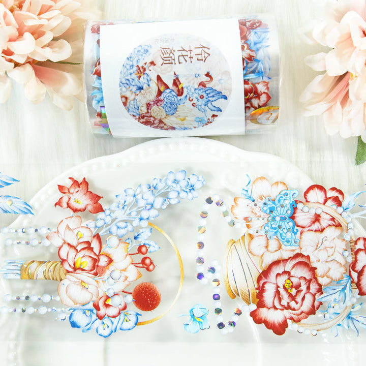 Beautiful flower face Shell Silver PET Tape – Journaldream