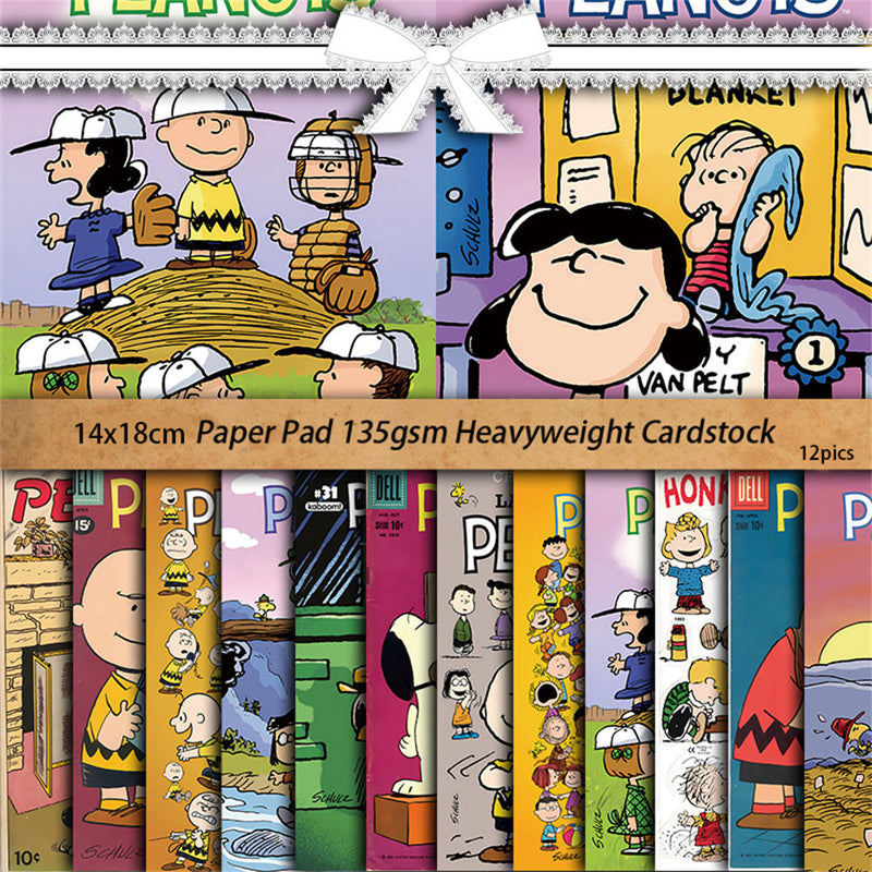 12PCS Retro peanuts material paper – Journaldream