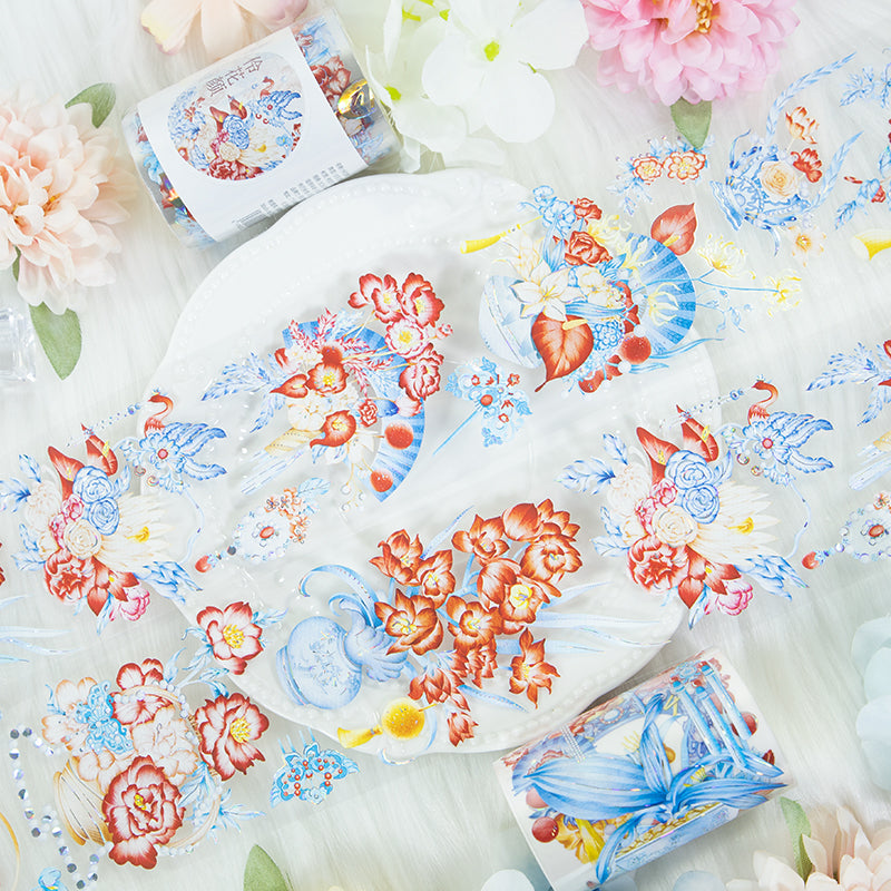 Beautiful flower face Shell Silver PET Tape – Journaldream