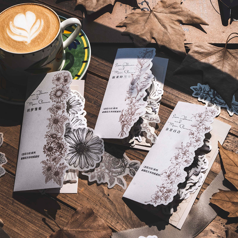 30PCS Flower Moon Poems Series sticker – Journaldream