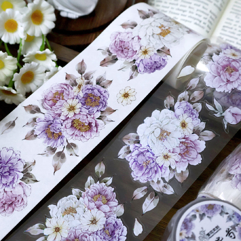5.6cm*100cm Purple peony flower Die Cutting Washi/PET/Shell Light PET ...