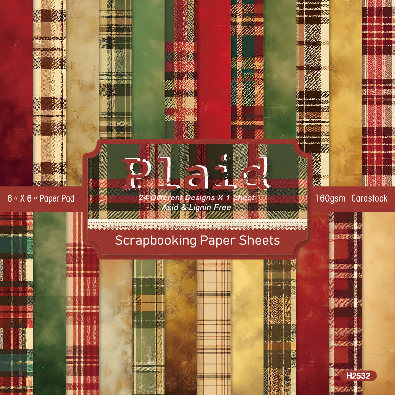 24PCS Plaid background paper – Journaldream